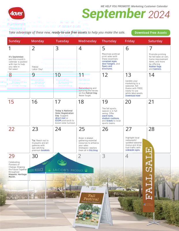4over Marketing Promotions Calendar | Wholesale Printer Promo Calendar